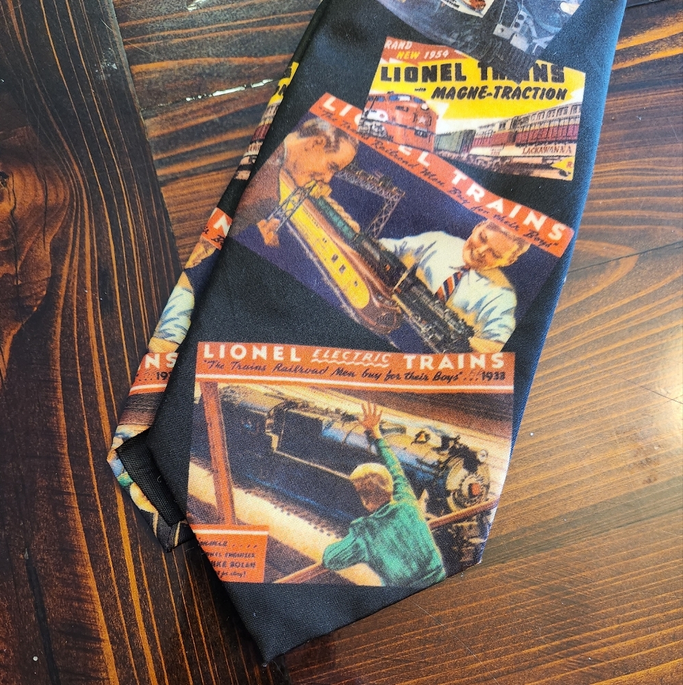 Vintage Ralph Marlin Lionel Trains Poster Tie - Gem